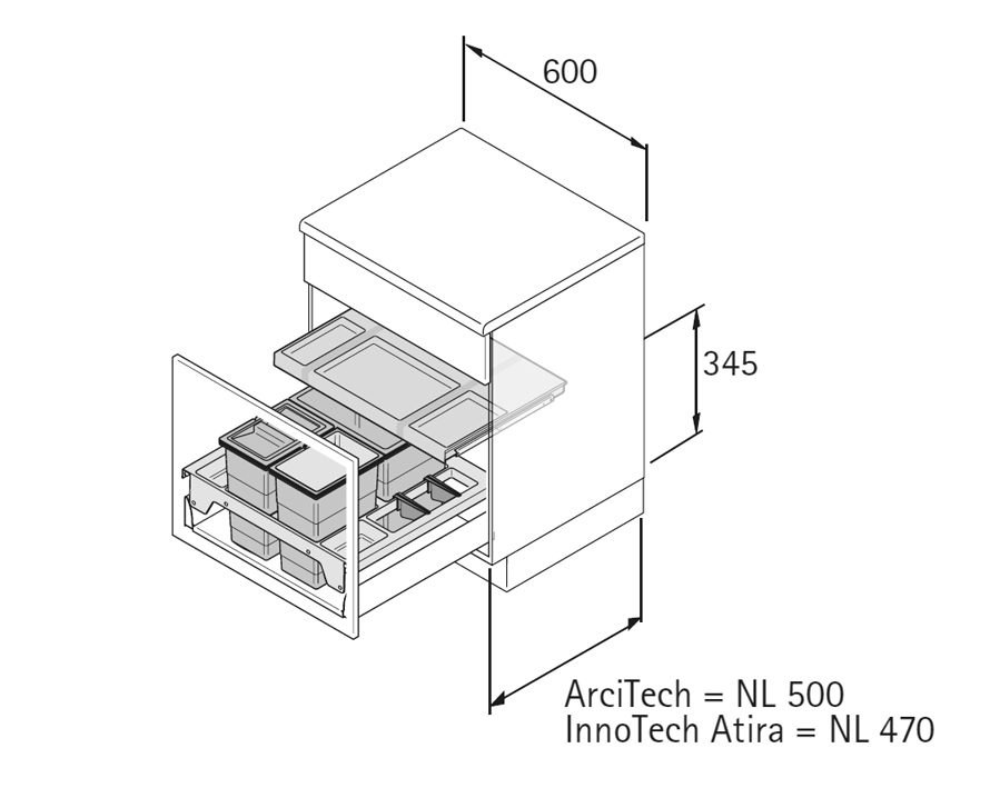 Abfallsammler InsertFlex 600 - HETTICH