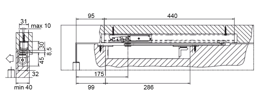 Integrierter Türschließer GEZE Boxer | 731-0190
