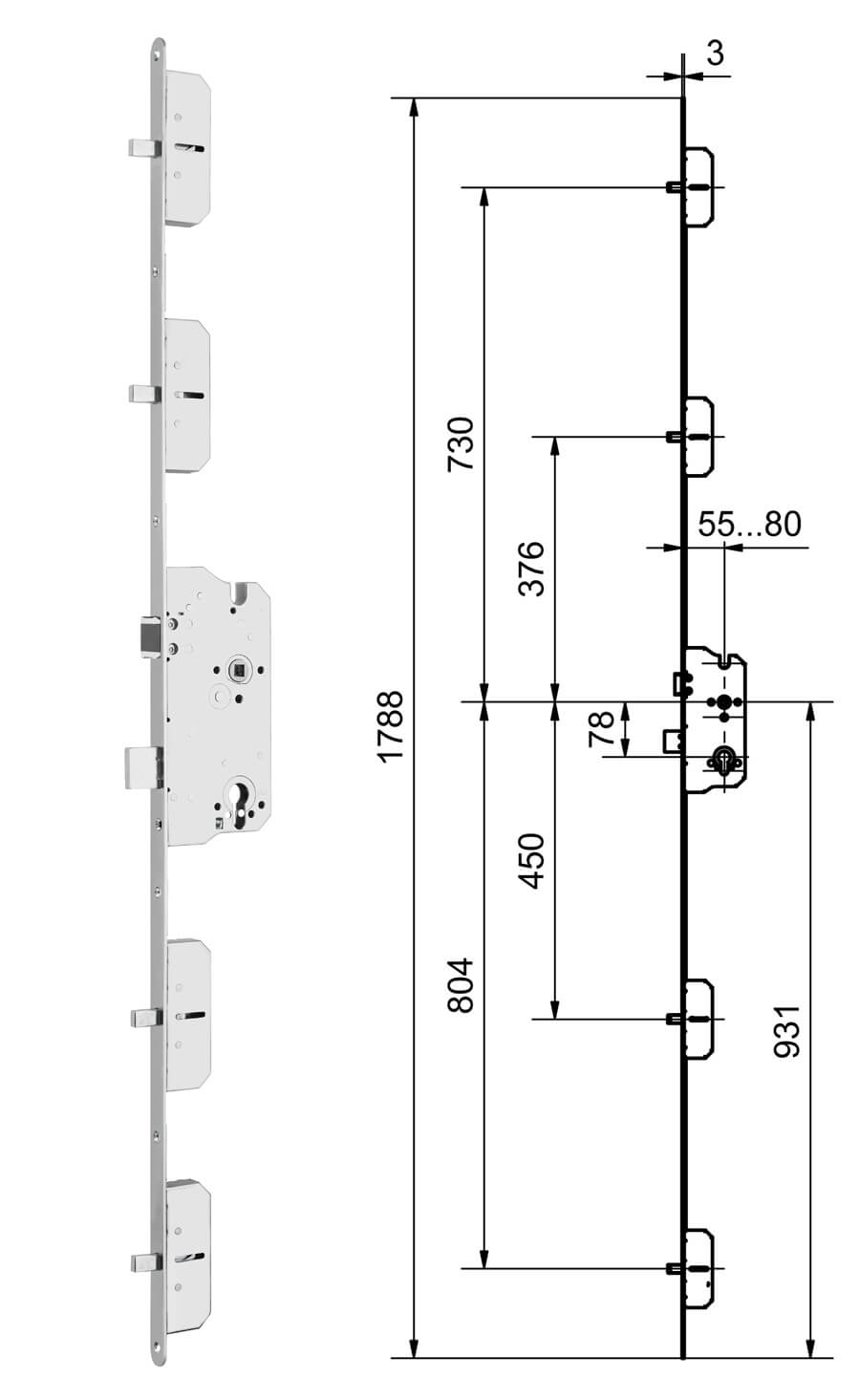 Mehrfachverriegelung SECURY Automatic - GU BKS